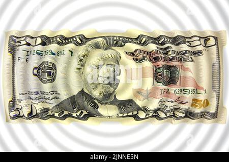 A dollar note graphically altered or distorted as a wave Stock Photo ...