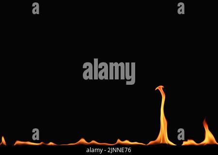 Fire in a flame rail. Ribbon of flame cut out against a black ...