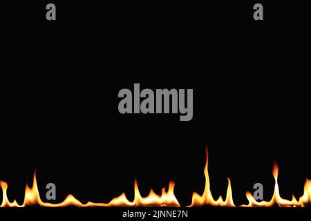 Fire in a flame rail. Ribbon of flame cut out against a white ...