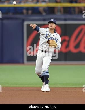 Tampa Bay Rays' Yu Chang, right, is congratulated after scoring on a ...