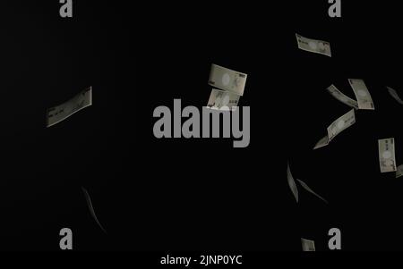 3DCG of 10,000 yen bill and money dancing (white background Stock Photo ...