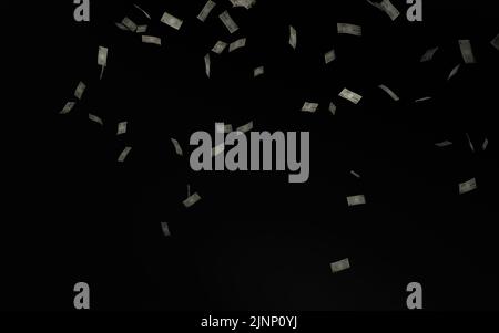 3DCG of 10,000 yen bill and money dancing (black background Stock Photo ...