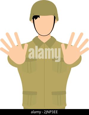 Male Soldier Pose, Stop! Thrust your hands out in front of you Stock ...
