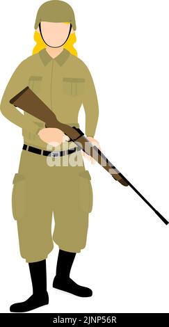 Female soldier holding a rifle down, war or savage game Stock Vector ...