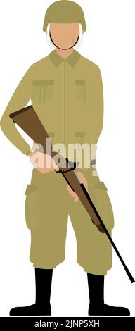 Female Soldier Pose, Standing guard with a rifle Stock Vector Image ...