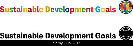 SDGs, title image, English logo for headline, black and white Stock ...