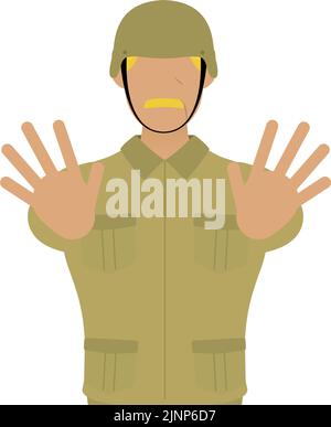 Male Soldier Pose, Stop! Thrust your hands out in front of you Stock ...