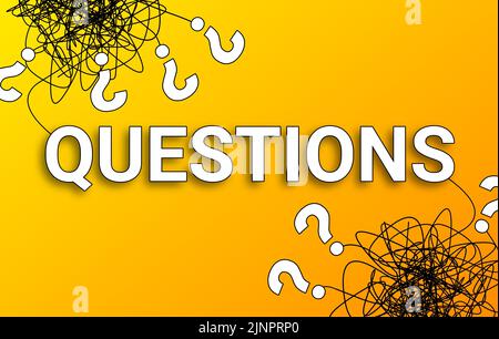 confusion world on yellow gradient colour with question icon and random ...