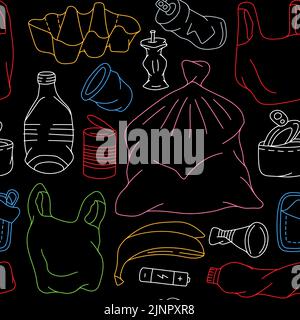 Set of garbage pattern. Unsorted trash background. Garbage background ...