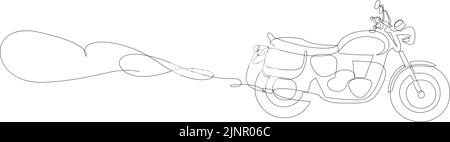 One line drawing of vintage chopper motorcycle. Retro motorbike ...