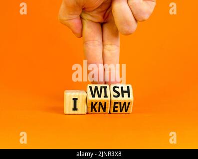 I knew or wish symbol. Concept words I knew and I wish on wooden cubes ...