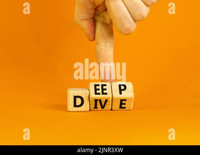 Deep dive symbol. Concept words Deep dive on wooden cubes. Beautiful ...