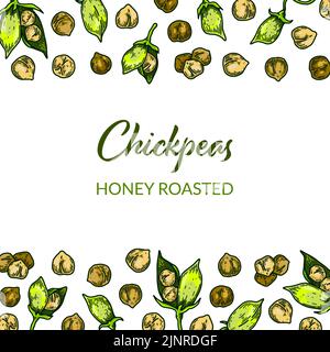Colorful chickpeas design. Hand drawn illustration in colored sketch ...