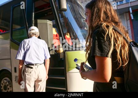 Travelling by bus, Kavala bus station, Kavala, Macedonia, North-Eastern ...