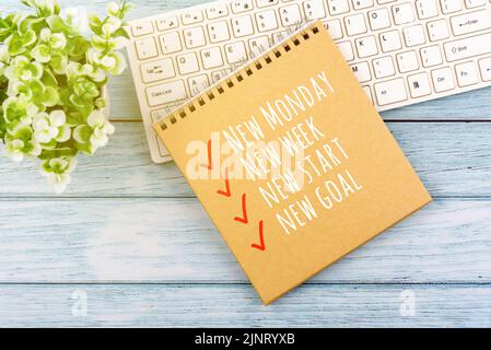 Inspirational quotes - New Monday, new week, new goal Stock Photo - Alamy