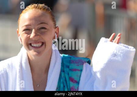 Molly Carlson of Canada competes in the High Diving 20m women during ...