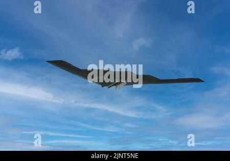 Northrup B-2 Bomber in flight with bomb bay doors open Stock Photo - Alamy