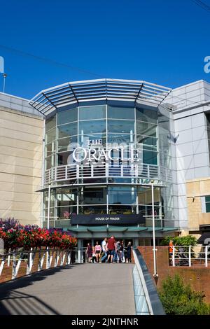The Oracle Shopping Centre, Reading, Berkshire UK, people inside the ...