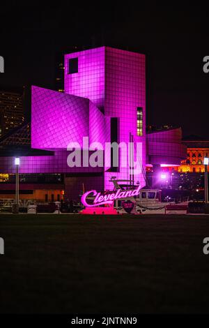 Cleveland Ohio Skyline in Pink for Machine Gun Kelly Concert Stock ...