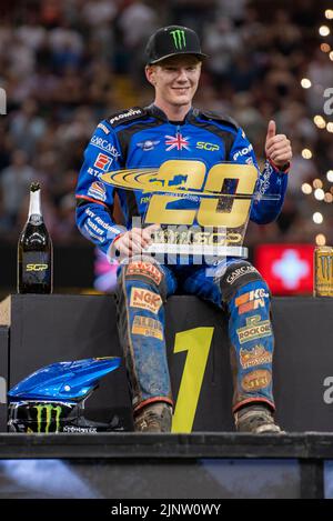 Dan Bewley of Great Britain during the Monster Energy FIM Speedway of ...