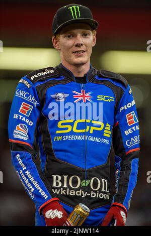 Dan Bewley of United Kingdom in the final race during the FIM Speedway ...