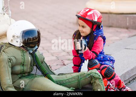 sculpture of an inflatable airplane pilot Stock Photo - Alamy