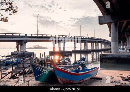 Sunrise shoot under the Penang Bridge. Penang bridges are crossings ...