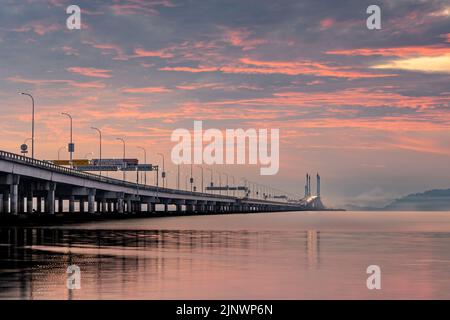 Sunrise shoot under the Penang Bridge. Penang bridges are crossings ...