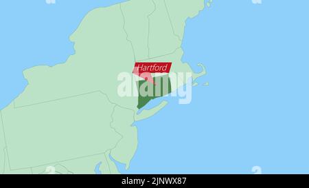 Hartford map, capital city of the USA state of Connecticut. Municipal ...