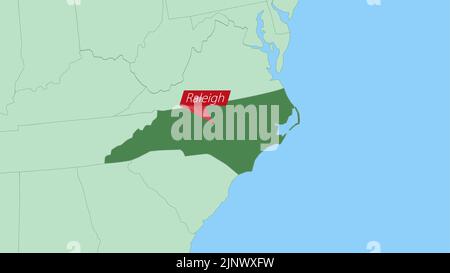 North Carolina map with pin of country capital. Two types of North ...