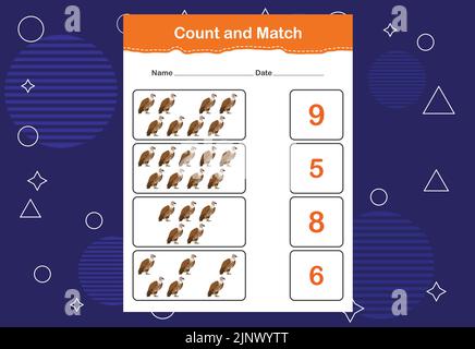 Count and match with the correct number. Count how many birds and ...