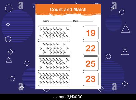 Count and match with the correct number. Count how many birds and choose the correct number ...