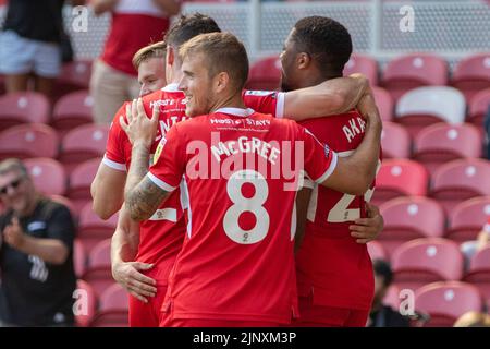 Chuba Akpom #29 of Middlesbrough celebrates his goal to make it 1-4 ...
