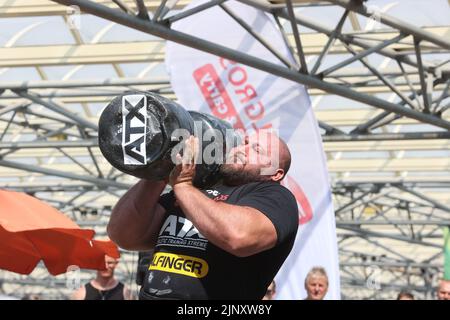 Gera, Germany. 14th Aug, 2022. The winner and thus the strongest man in ...