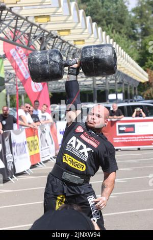 Gera, Germany. 14th Aug, 2022. The winner and thus the strongest man in ...