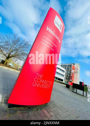 staffordshire university college road campus welcome sign and beacon ...