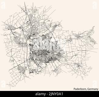 Street roads map of PADERBORN, GERMANY Stock Vector Image & Art - Alamy