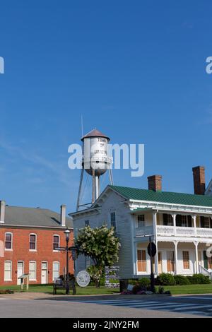 View of the historic town of Boydton in Virginia. Methodist church ...