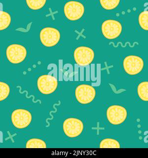 Fresh lemons background. Hand drawn colorful wallpaper vector. Seamless ...