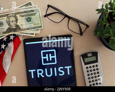 In this photo illustration, Truist Financial Corporation logo seen ...