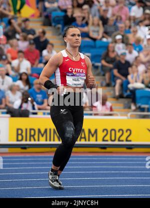 Adele Nicoll of Wales competing in the women’s shot put heats at the ...