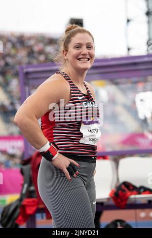 Sarah Mitton of Canada competing in the women’s shot put heats at the ...