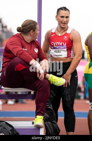 Adele Nicoll of Wales competing in the women’s shot put heats at the ...