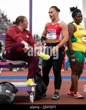 Adele Nicoll of Wales competing in the women’s shot put heats at the ...