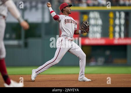 Arizona Diamondbacks' Geraldo Perdomo runs to first base for a single ...