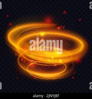 Orange magic ring with glowing particles. Neon realistic energy flare ...