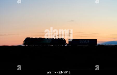 Tesco" Less CO2" container freight train. West Coast Main Line ...