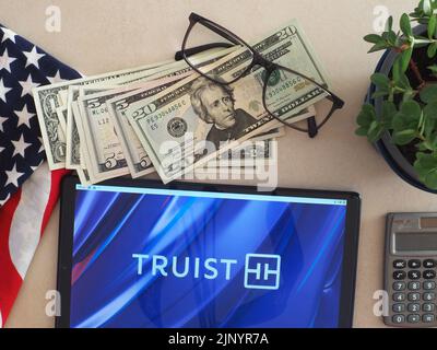 In this photo illustration, Truist Financial Corporation logo seen ...