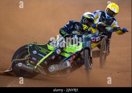 Tom Brennan (Great Britain) (Yellow) chases 44 (Red) during the FIM ...