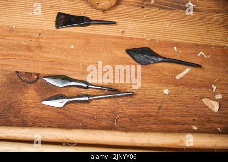 Making medieval arrows for bow shooting. Reconstruction of the events ...